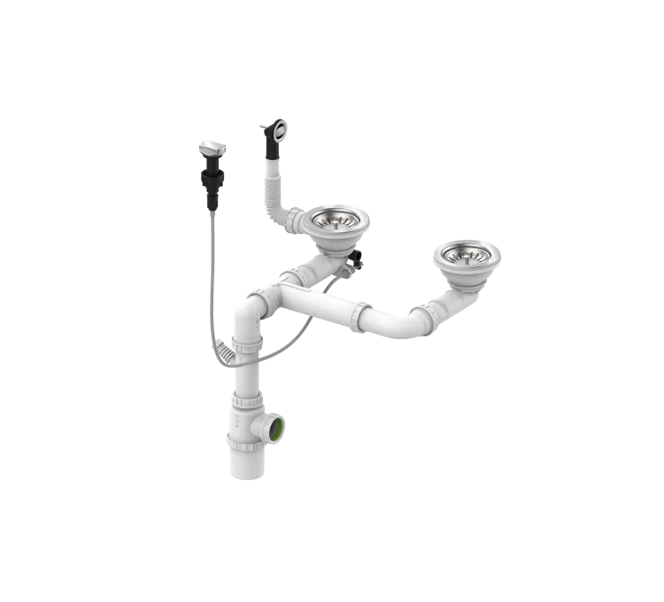 Here's the English translation:Automatic drain for double sink ...