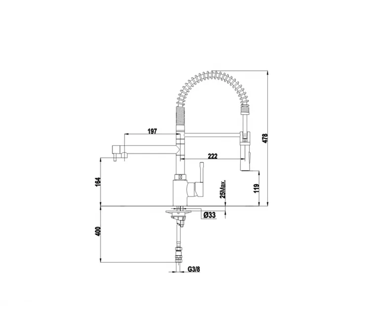 Here's the translation:Designer kitchen faucet with pull-out dual-spray ...