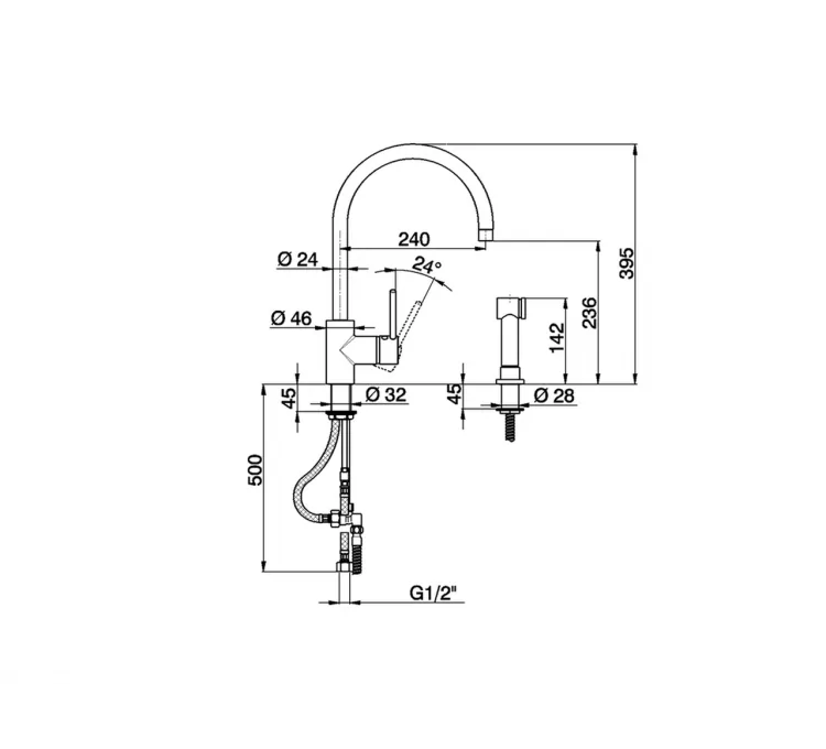 Here's the translation:Designer kitchen faucet with pull-out spray head ...