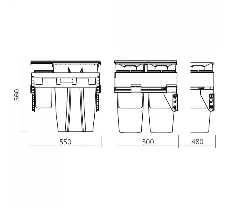 Here's the translation:Kitchen recycling bin 85L | 4 compartments for ...